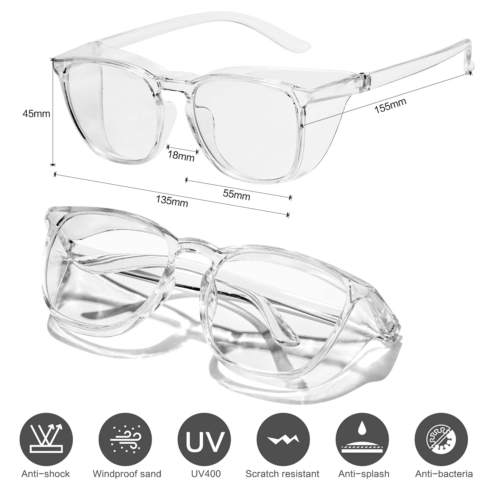 Zoldag Safety Glasses Anti Fog Safety Goggles for Nurses,Blue Light Blocking Glasses Protective Eyewear for Women Nurses