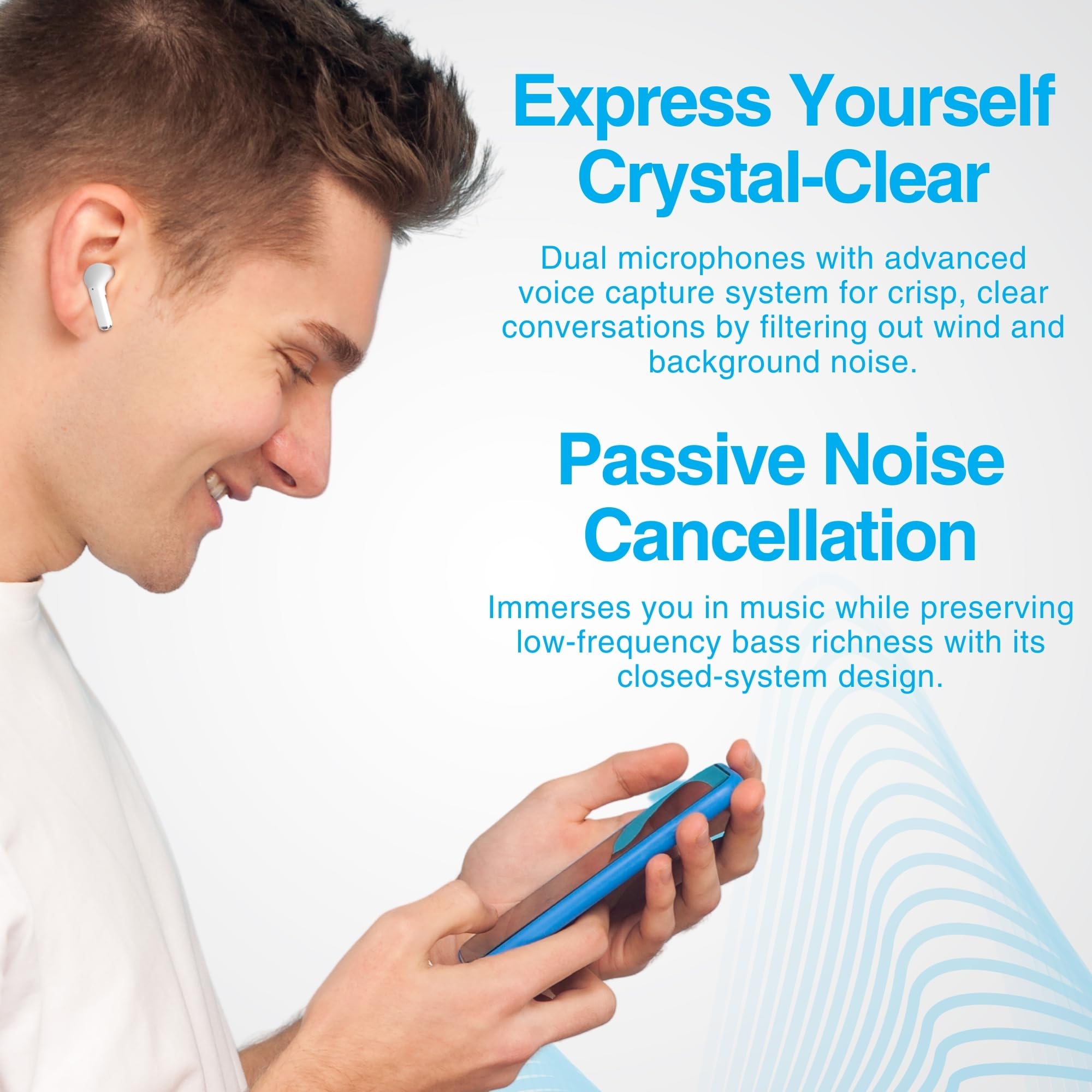 Naztech Xpods PRO - True Wireless Noise Cancelling Earbuds w/Touch Control, IPX4 Water-Resistant, HD Sound, Secure Fit for Sports, Gym Workouts & More, Includes Wireless Charging Case - White