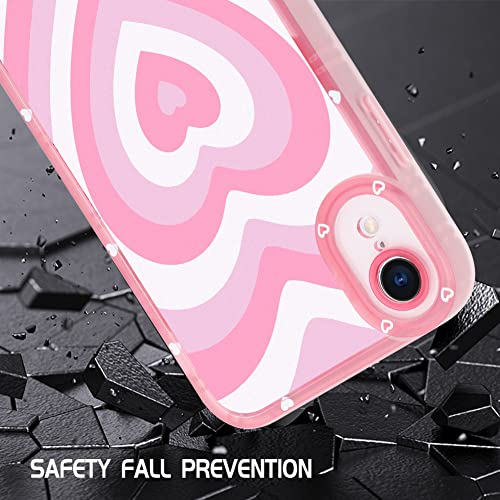 AIGOMARA Compatible with iPhone XR Case Pink Heart Print Cute Pink Heart Pattern Case for Women Girl Full Camera Protective Soft TPU Shockproof Phone Cover for iPhone XR