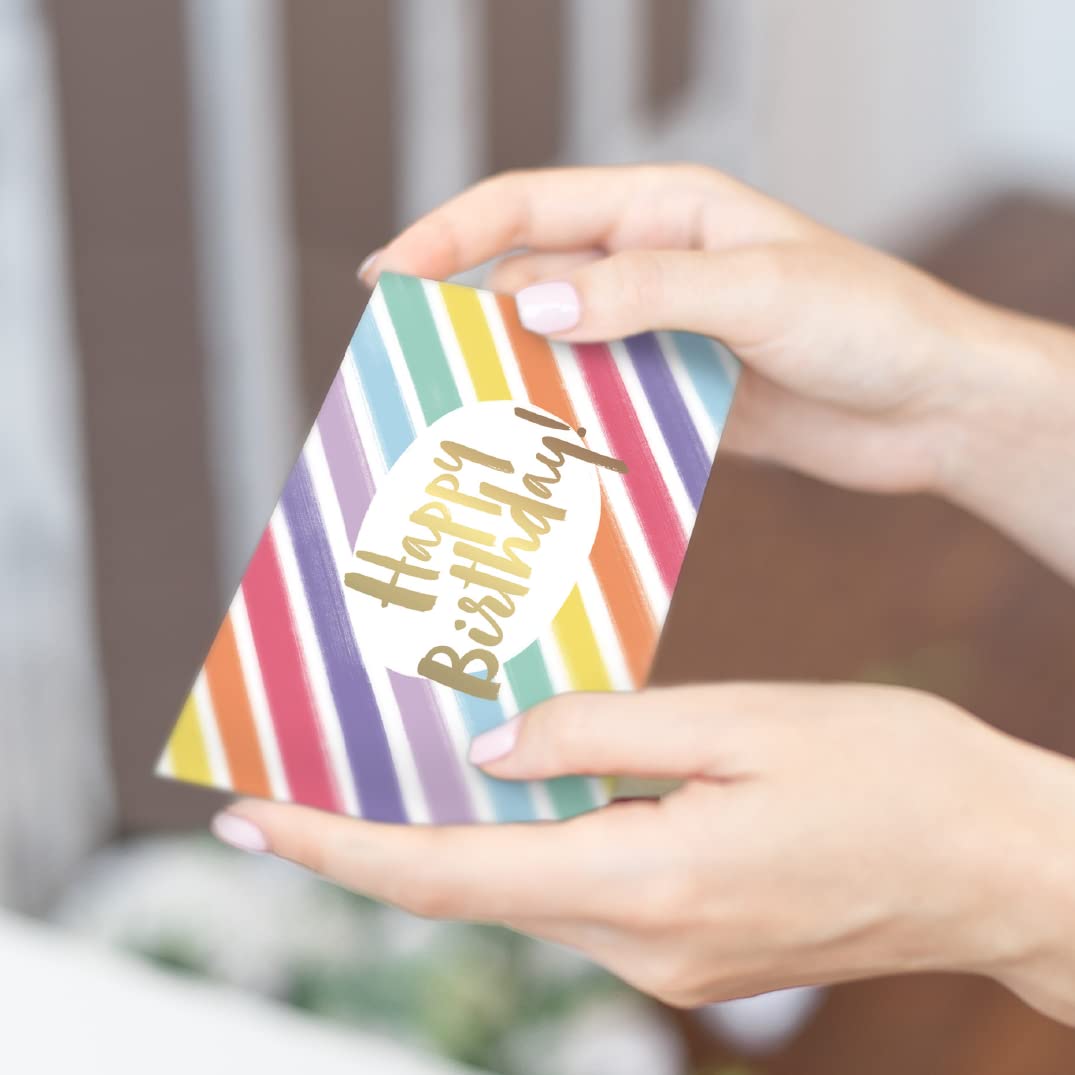 Rileys Rainbow Birthday Cards Assortment, 50-Count | 5 Designs, Wishing Cards for Kids and Adults, Greeting Cards with Envelopes Included, Bulk Variety Pack