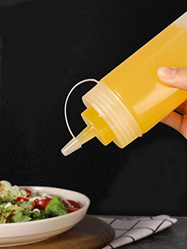 CHILDHOOD 8 oz Squeeze Squirt Condiment Bottles with Cap - Transparent Plastic - for Ketchup Salad dressing Mustard Olive Oil set of (2)