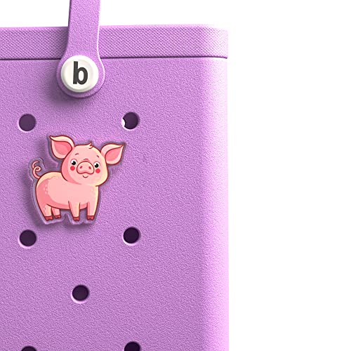 BOGGBeans Pig Charm for Bogg Bag, Simply Southern Totes, and Similar Styles. Acrylic 3" Animal Charm Accessories for Beach Totes