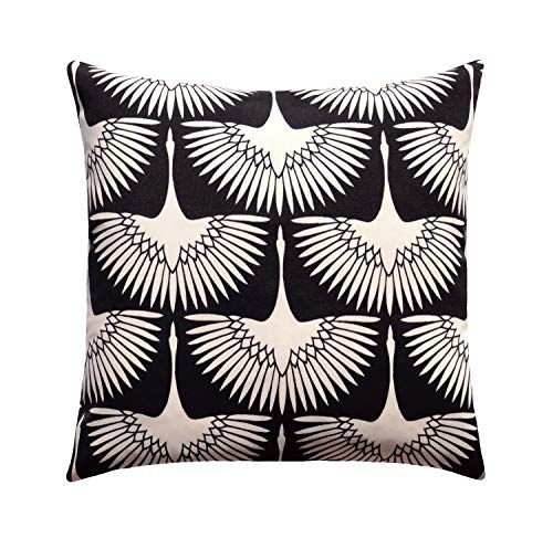Flowershave357 Black Outdoor Pillow Flock Midnight Outdoor Throw Pillow Black and Cream Patio Pillow 18 18 18 Flamingo Throw Pillow Bird Print Pillow