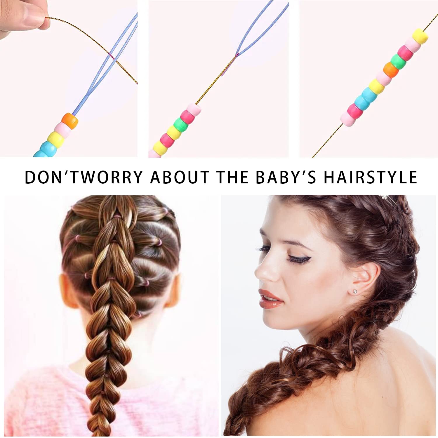 20 Pcs Quick Beader for Hair Braids Hair Beader Tools for Loading Beads on Hair Braids Ponytail Maker Styling Tool Beader for Kids Girls and Women