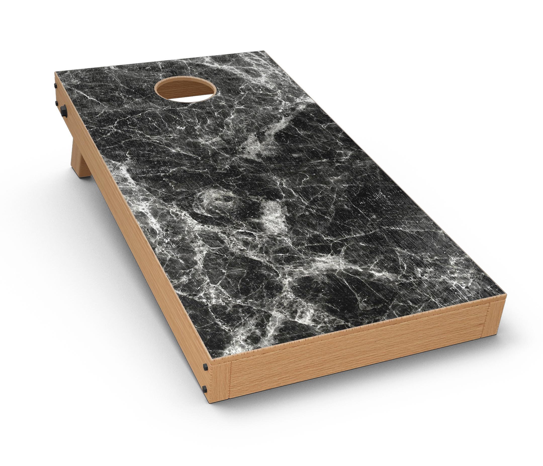 Design Skinz Marble Skin Set for Cornhole (Skin Only) - Black Scratched Marble