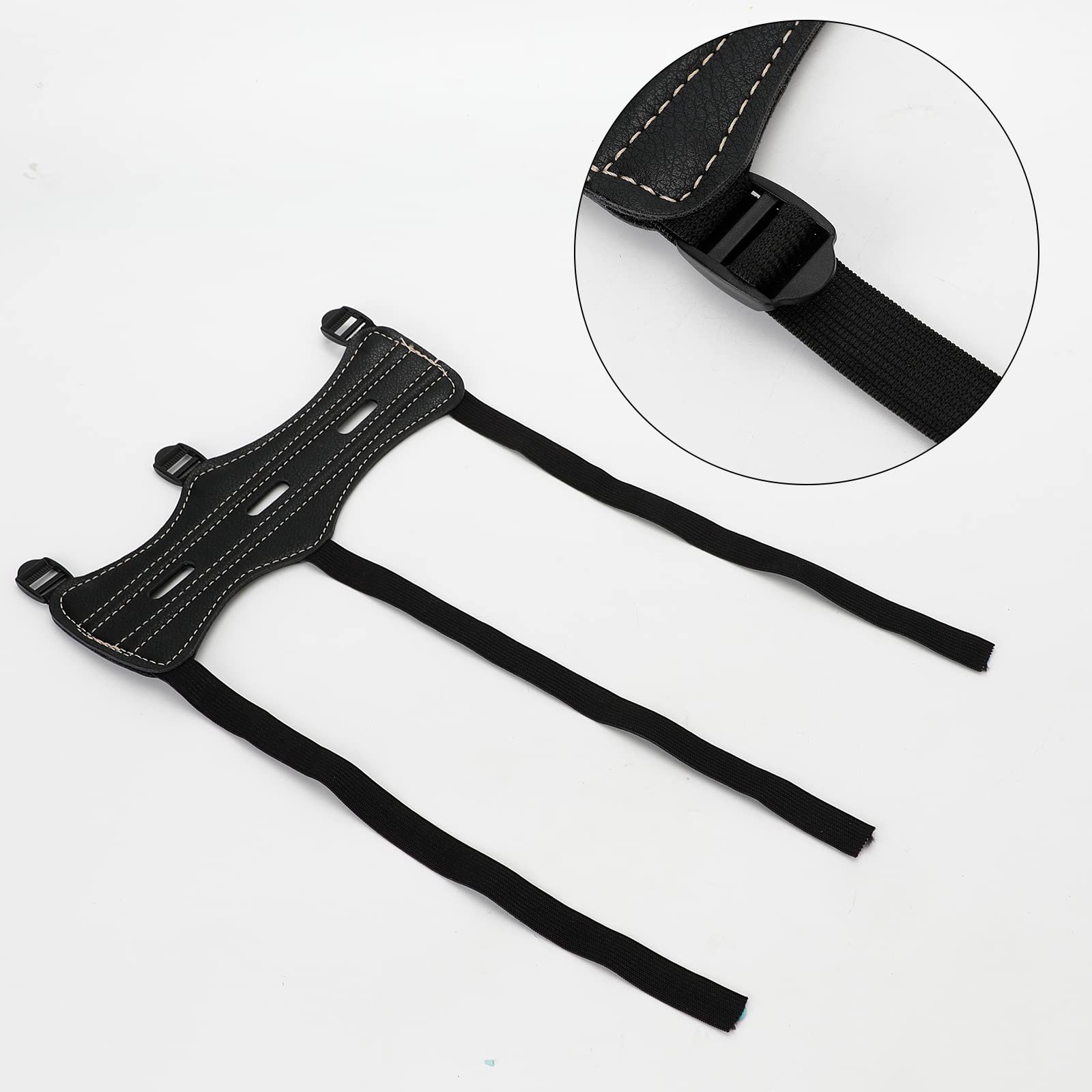 2Pack Bow Arm Guard Archery Arm Guard Archery Cowhide Leather Forearm Protector Black Leather Armguard with 3-Strap Buckles Archery Protective Arm Guards