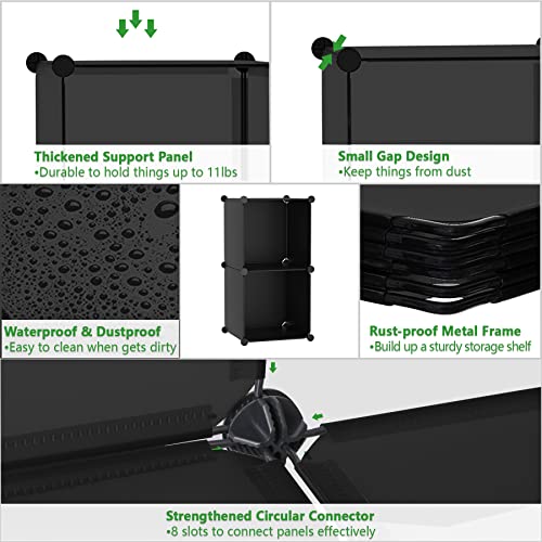 C&AHOME Cube Storage, 2-Cube Organizer Units, Plastic Closet Storage Shelves, DIY Book Shelf, Modular Bookcase, Cabinet Ideal for Bedroom, Living Room, Home Office, 12.4" L x 12.4" W x 24.8" H Black