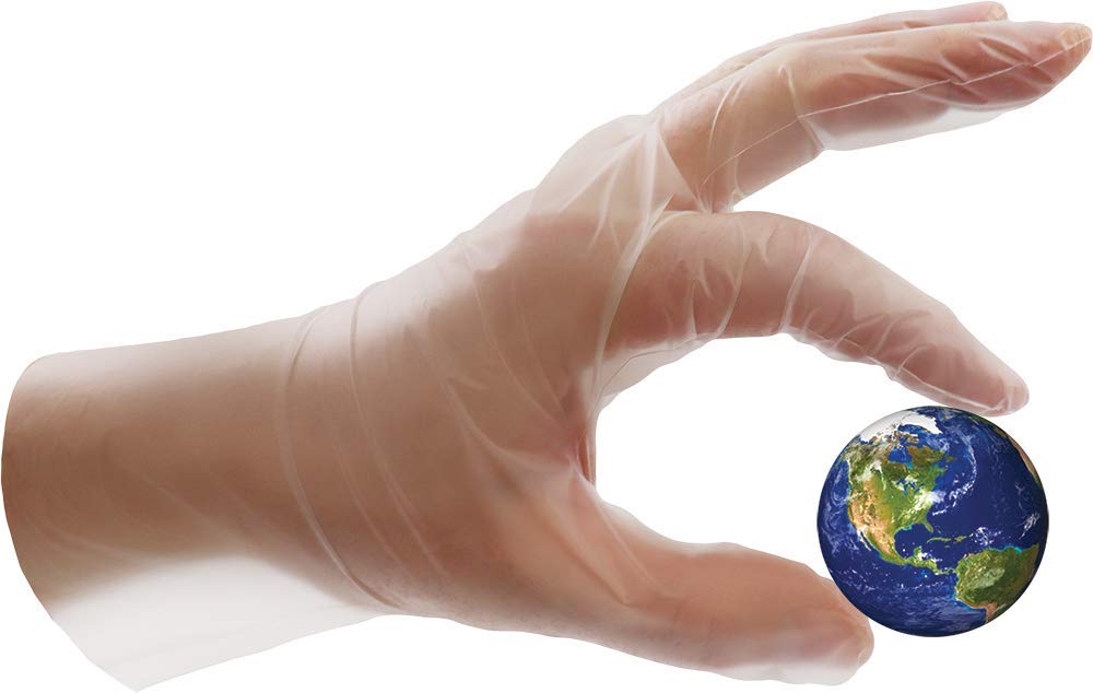 Global Glove 8600PF Thermoplastic Elastomer (TPE) Powder-Free, Clear, 2 Mil, Smooth Finish, 10-Inch Disposable Gloves (Large) - Box of 200