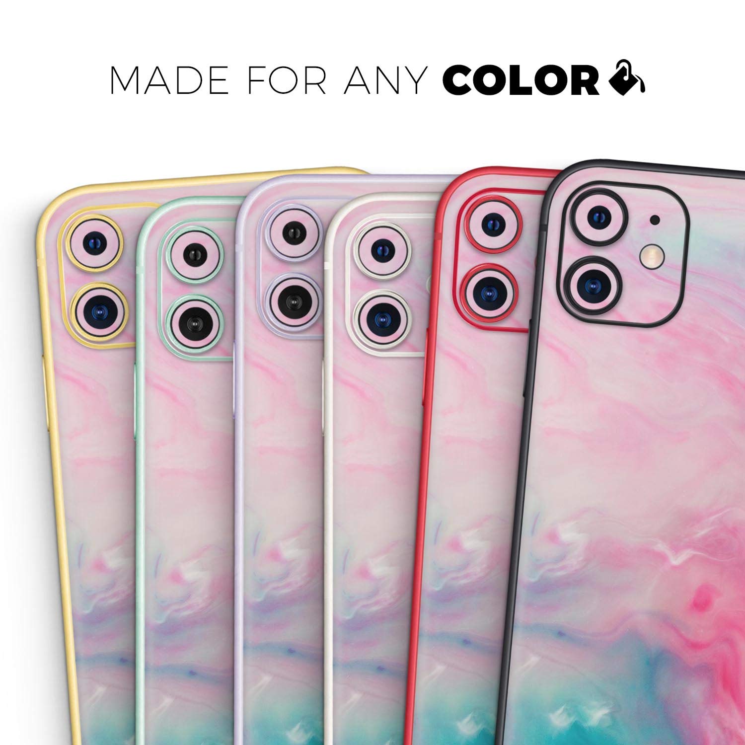 Design Skinz Marbleized Pink and Blue Paradise V712 Protective Vinyl Decal Wrap Skin Cover Compatible with The Apple iPhone 11 Pro Max (Screen Trim & Back Glass Skin)