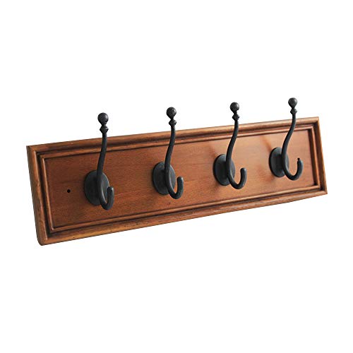 Hickory Hardware Cottage Collection Coat Rack/Hook Rail 4 Coat and Hat Hooks 20 Inch Long Medium Wood Grain with Vintage Bronze Finish