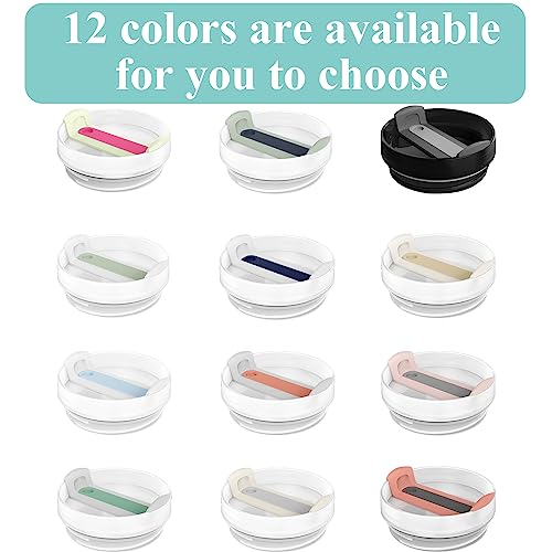 40 OZ Tumbler Lid Compatible for Stanley Quencher, 2 Pack Spill Proof Splash Resistant Stainless Steel Tumbler Covers Fit for Stanley and More Coffee (Pink-grey)