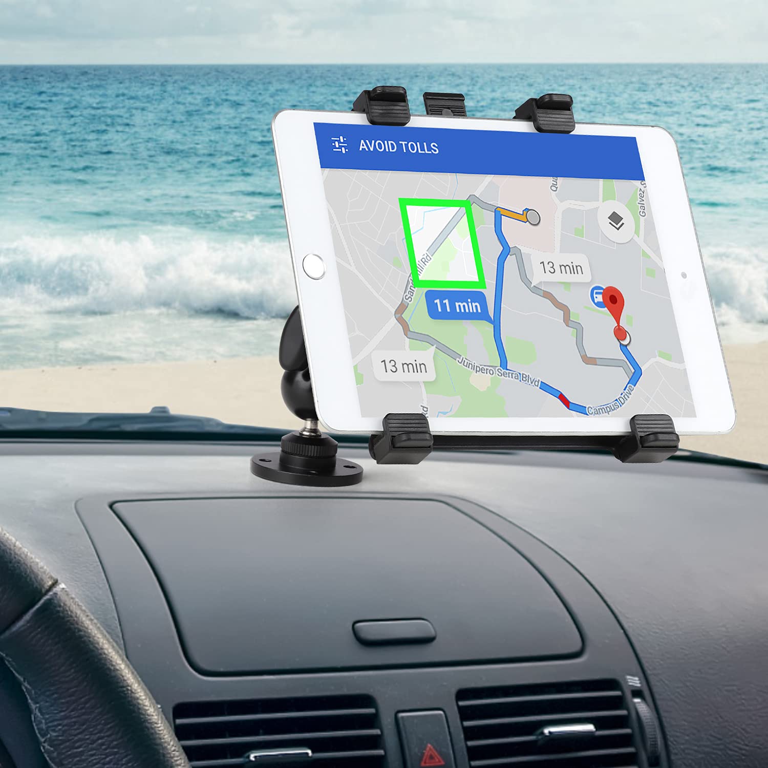 iTODOS Industrial Metal Truck Tablet Mount Holder for All 7" - 11" Tablets and GPS Navigation, Drill Base Fit for Truck, Car, Commercial Vehicles, Boat, Desk, Compatible with Sam Tab, Nexus, iPad