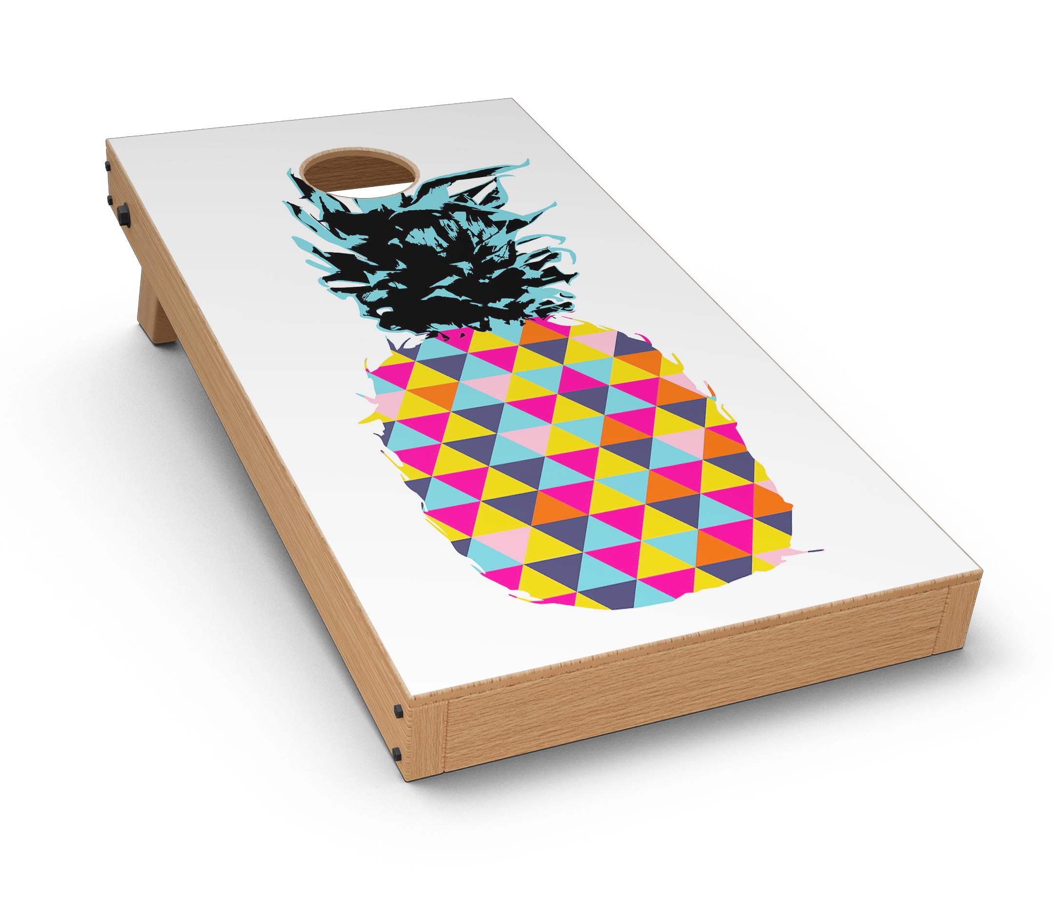 Design Skinz Summer Tropical Skin Set for Cornhole (Skin Only) - Geo Retro Summer Pineapple v1