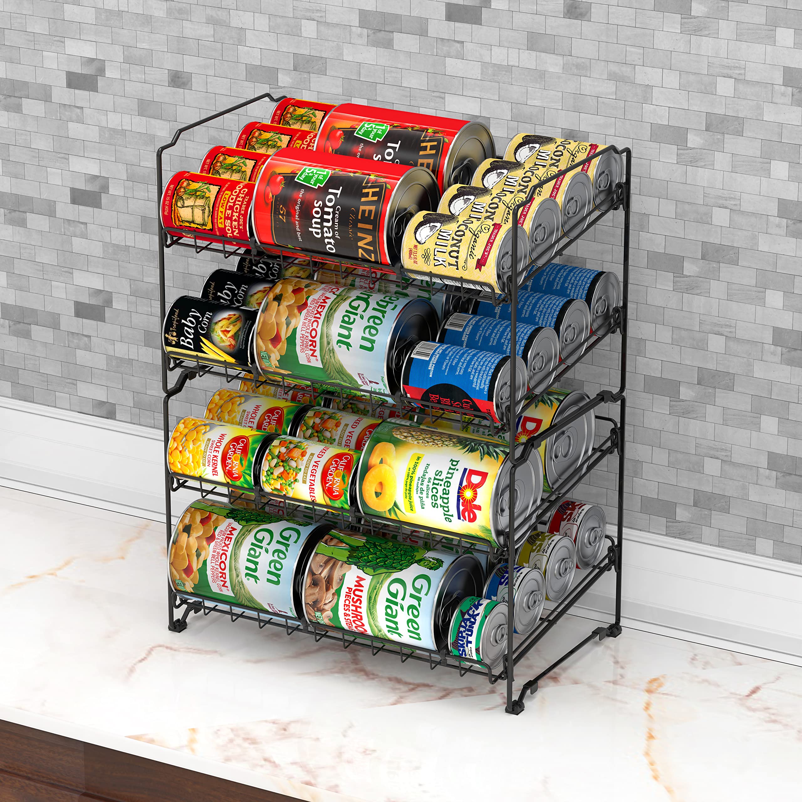 2 Pack SimpleHouseware 2 Tier Can Rack, Black