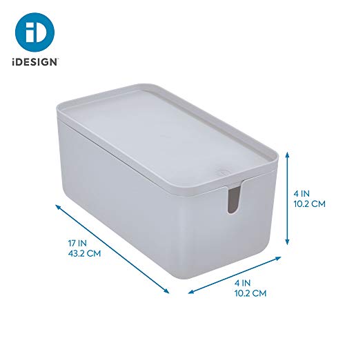 iDesign - 29843 BPA-Free Plastic Toilet Paper Stand and Bowl Brush Set, Storage Bin, Matte Gray
