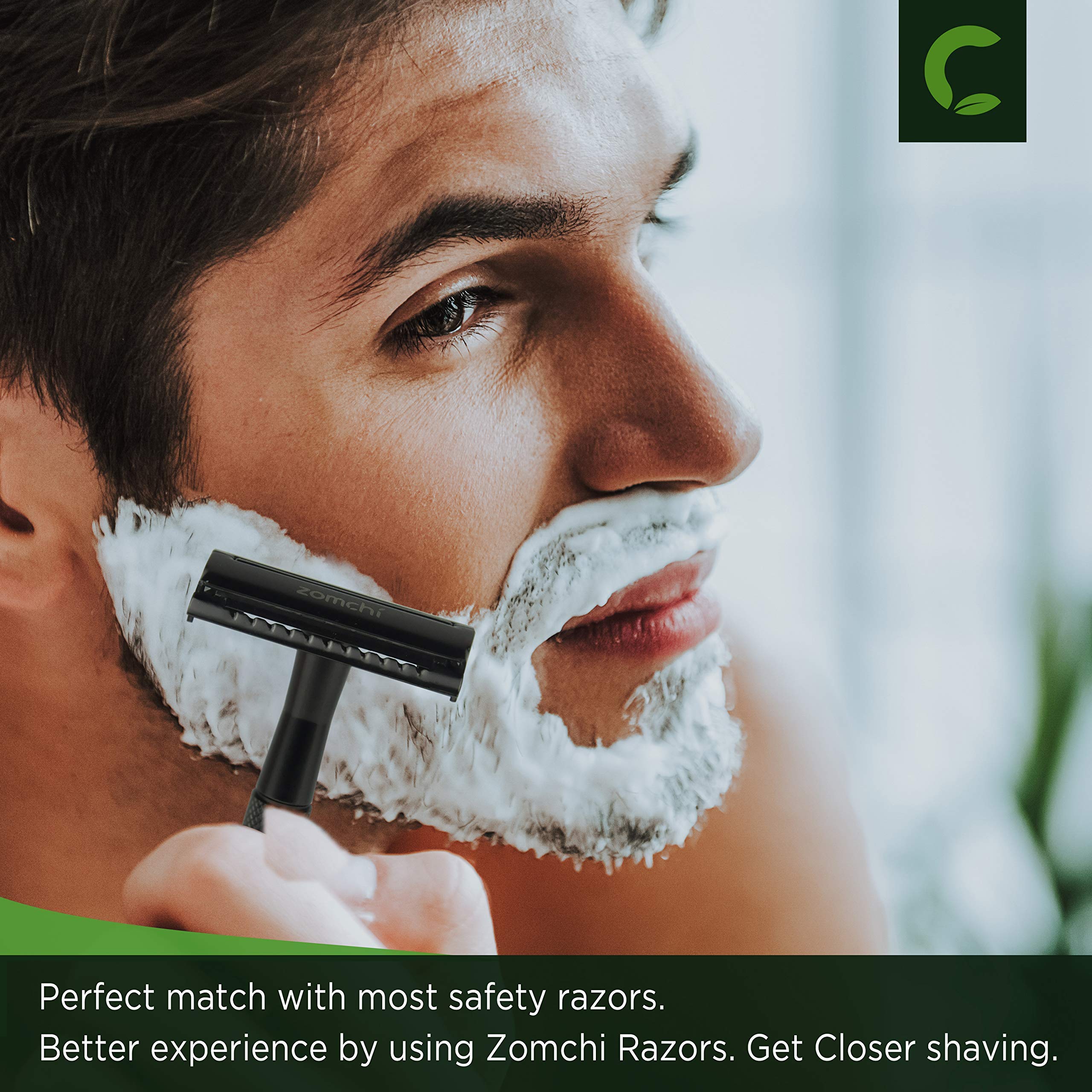 White Double Edge Safety Razor for Women and Men+ 50 Counts Saftey Blades for Shaving