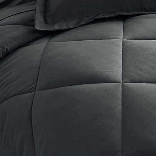 CozyLux Twin XL Size Comforter Set 5 Pieces Dark Grey Twin Extra Long Bed in a Bag for College Dorm All Season Bedding Sets with Comforter, Pillow Shams, Flat Sheet, Fitted Sheet and Pillowcases