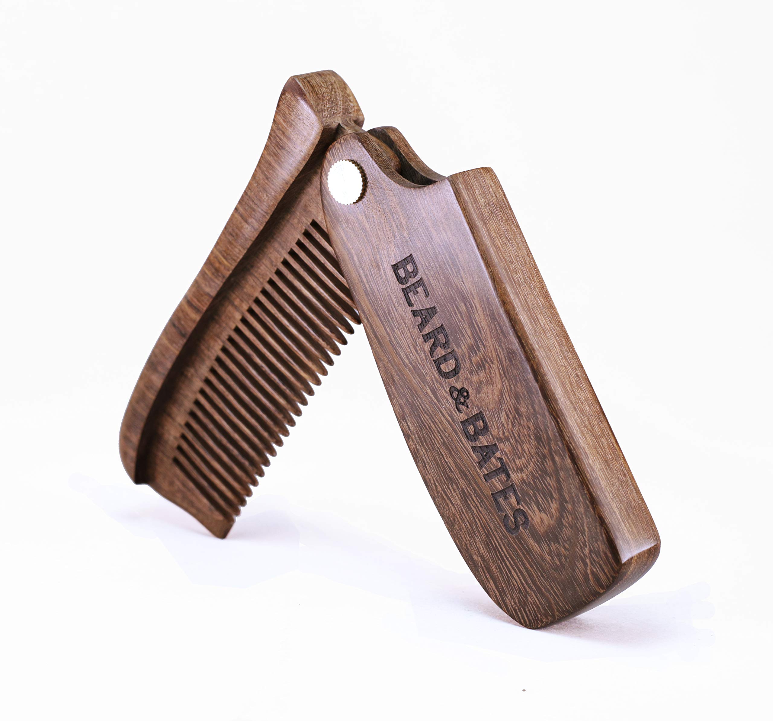 BEARD & BATES The Sandalwood Switchblade - The Original Folding Wooden Beard Hair Comb | Boutique, Artisan Crafted, Los Angeles