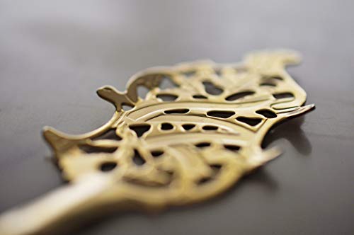 Wormwood Leaf Absinthe Spoon, Gold-Plated and 10 Sugar Cubes (5 packets) by Bonnecaze