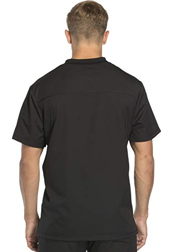 Dickies Dynamix Scrubs for Men, Athletic-Inspired V-Neck Chest Pocket Scrub Top with Four-Way Stretch and Moisture Wicking DK610, L, Black