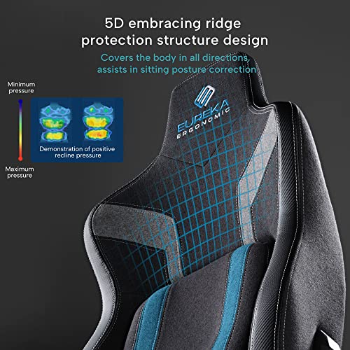 EUREKA ERGONOMIC Python Gaming Chair, Computer Gamer Chair with Lumbar Support, High Back Office Chair 4.7in Seat Thicker Cushion, Most Comfortable Home Office Chair for Back Pain Women, Men(Blue)