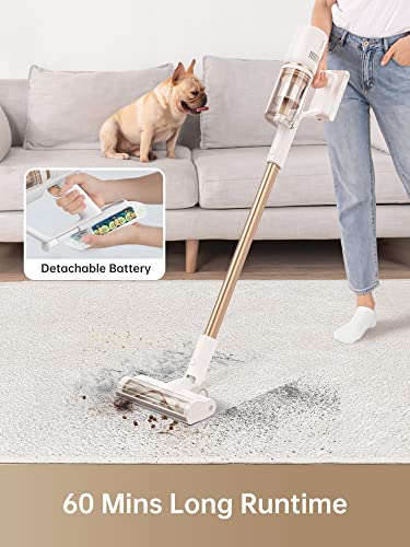 Dreametech Cordless Vacuum Cleaner, P10 Pro Vacuum Cleaner with 22Kpa Powerful Suction, 2 in 1 Lightweight Stick Vacuum for Hard Floor Pet Hair