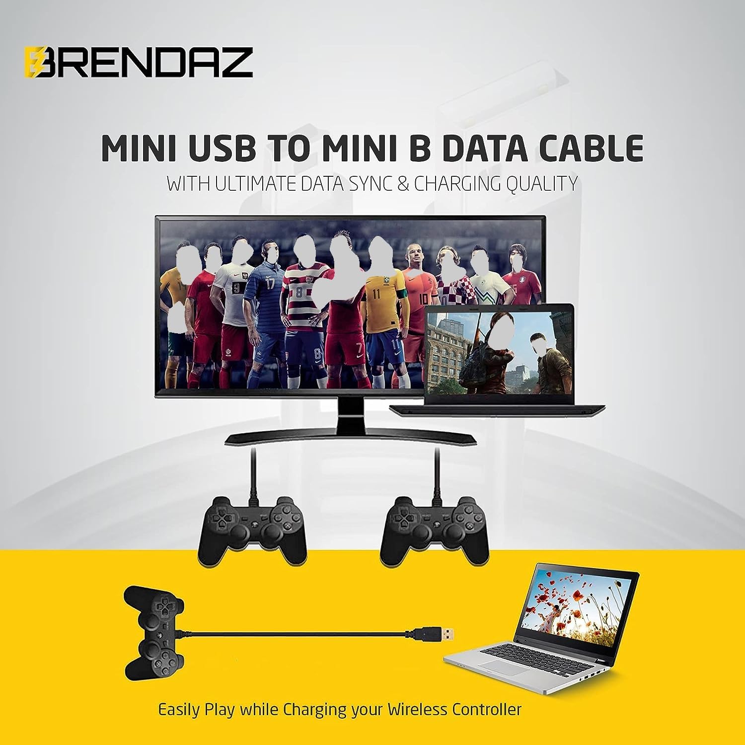 BRENDAZ Mini USB Cable 15ft., Durable USB Mini to USB Charging Cord & Data Transfer Compatible with GoPro HERO4 Hero 3+, Garmin GPS, TI-84 Plus, TI84 Calculator, Dash Cam, DSLR Camera, USB Mic.