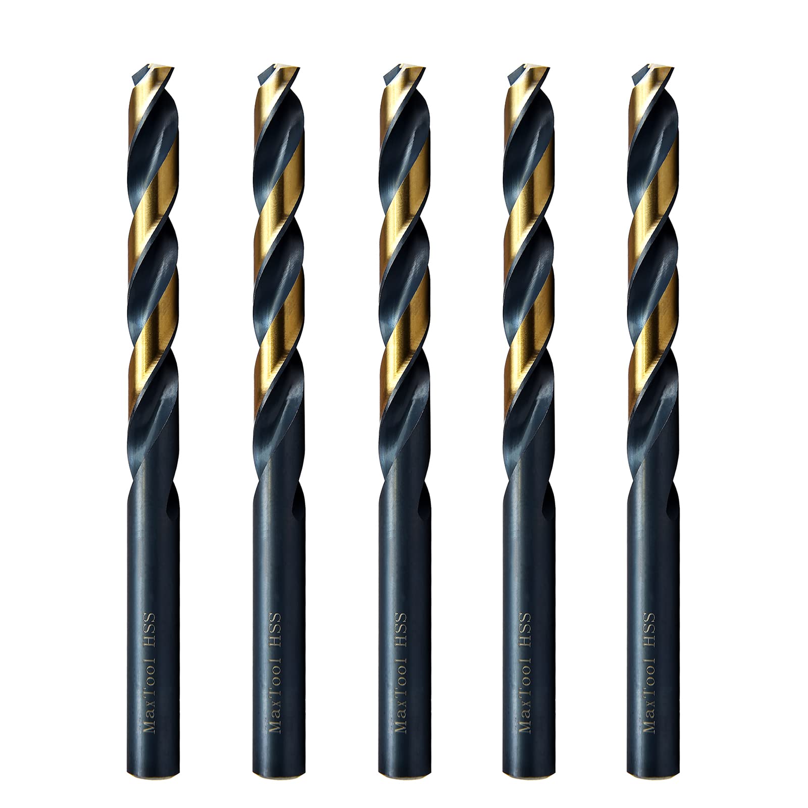 MAXTOOL Letter I 5pcs Identical Jobber Length Drills Dia 0.272" HSS M2 Twist Drill Bits Fully Ground Black-Bronze Straight Shank Drills; JBL02H10RIP5