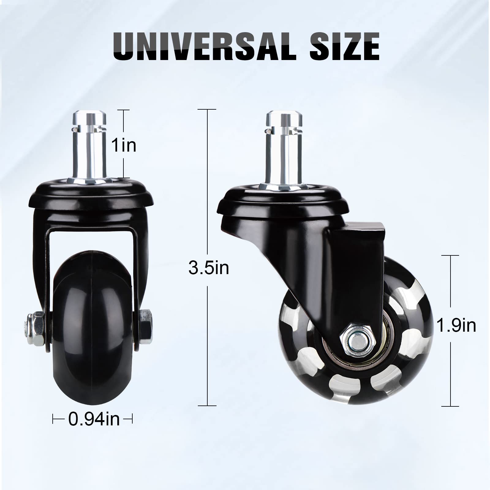 2" Office Chair Casters Wheels Replacement Heavy Duty & Floor Safe Wheels with Plug-in Stem 7/16''X7/8'',Universal Fit for Hardwood Carpet Tile Floors.Set of 5