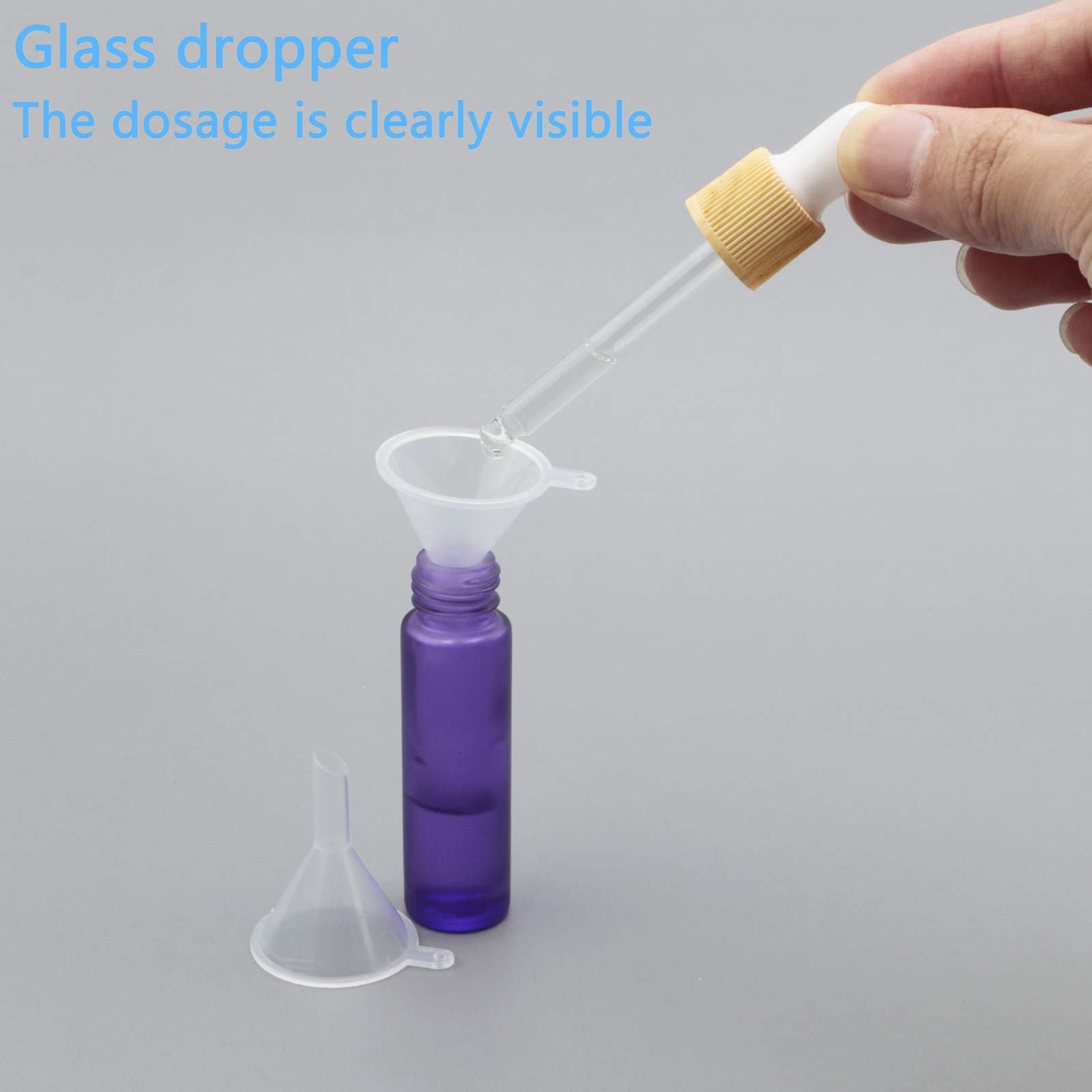 Newzoll 10Pcs Dropper Bottles, 10ml (1/3oz) Glass Bottles Vials with Eye Droppers & Funnels, Essential Oils Perfumes Skincare Liquids Dropper Vials Bottles Containers