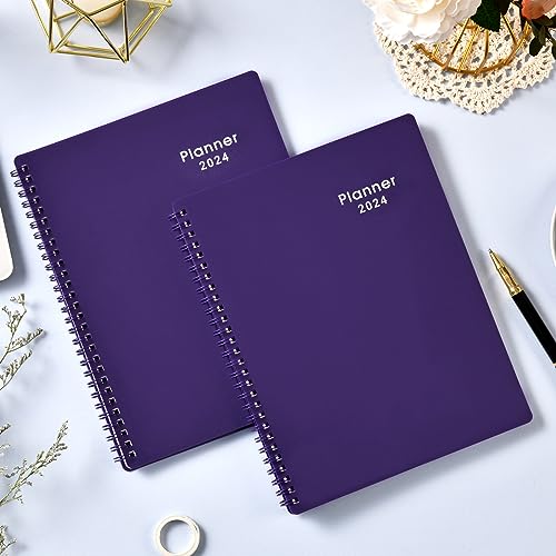 2024 Planner - 2024 Planner Spiral Bound, Jan. 2024 - Dec. 2024, 8”× 10”, 2024 Weekly & Monthly Planners for Women/Man with Printed Monthly Tabs, Strong Twin-Wire Binding, Waterproof Cover