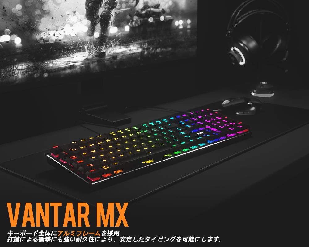 COUGAR VANTAR MX CGR-VANTAR MX-3 Gaming Keyboard, Blue Switches, RGB Backlight, Original Low Profile Mechanical Switch
