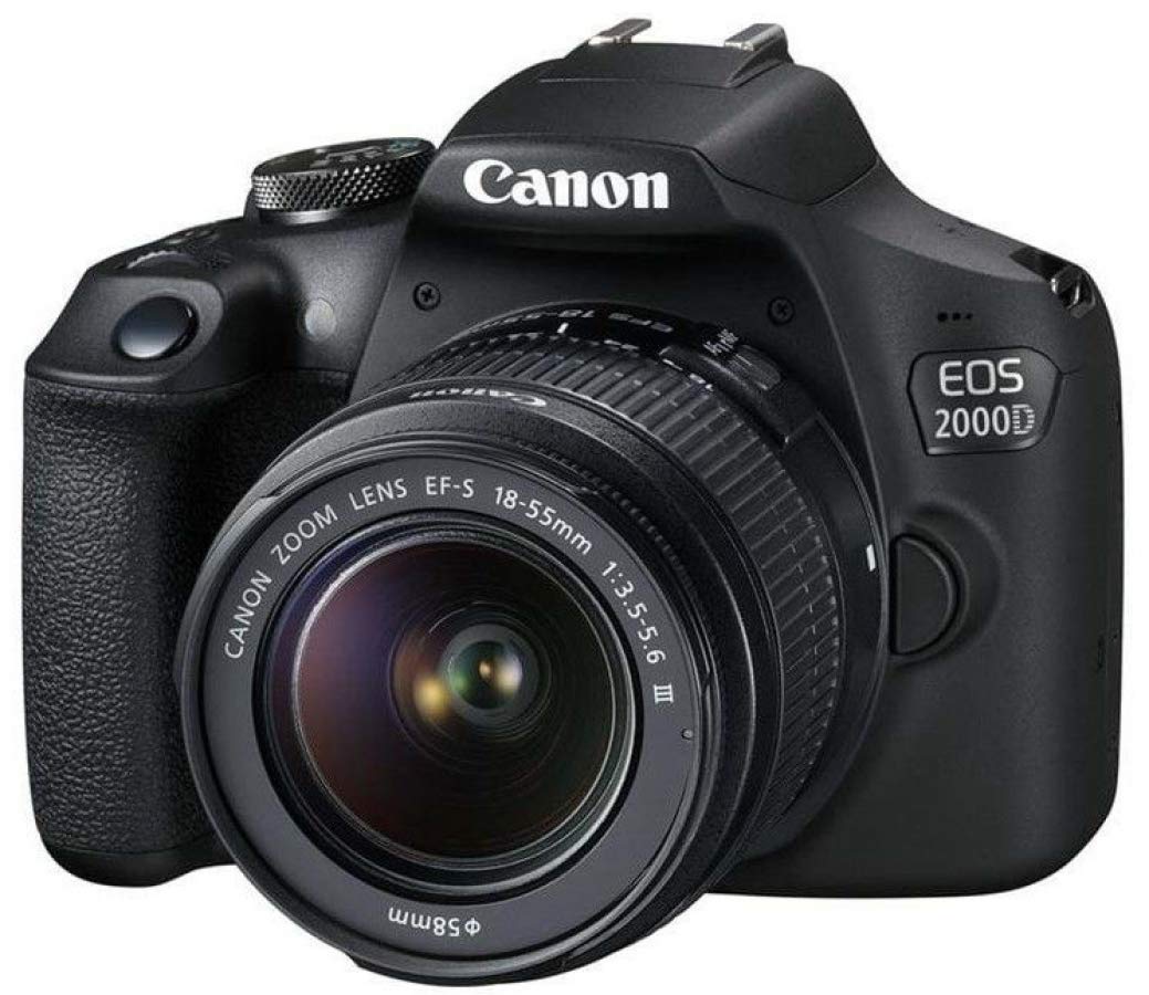 Canon EOS 2000D (Rebel T7) DSLR Camera with EF-S 18-55mm f/3.5-5.6 DC III Lens & Deluxe Accessory Bundle β Includes: 2x SanDisk Ultra 32GB SDHC Memory Card, Extended Life Battery, Carrying Case & MORE