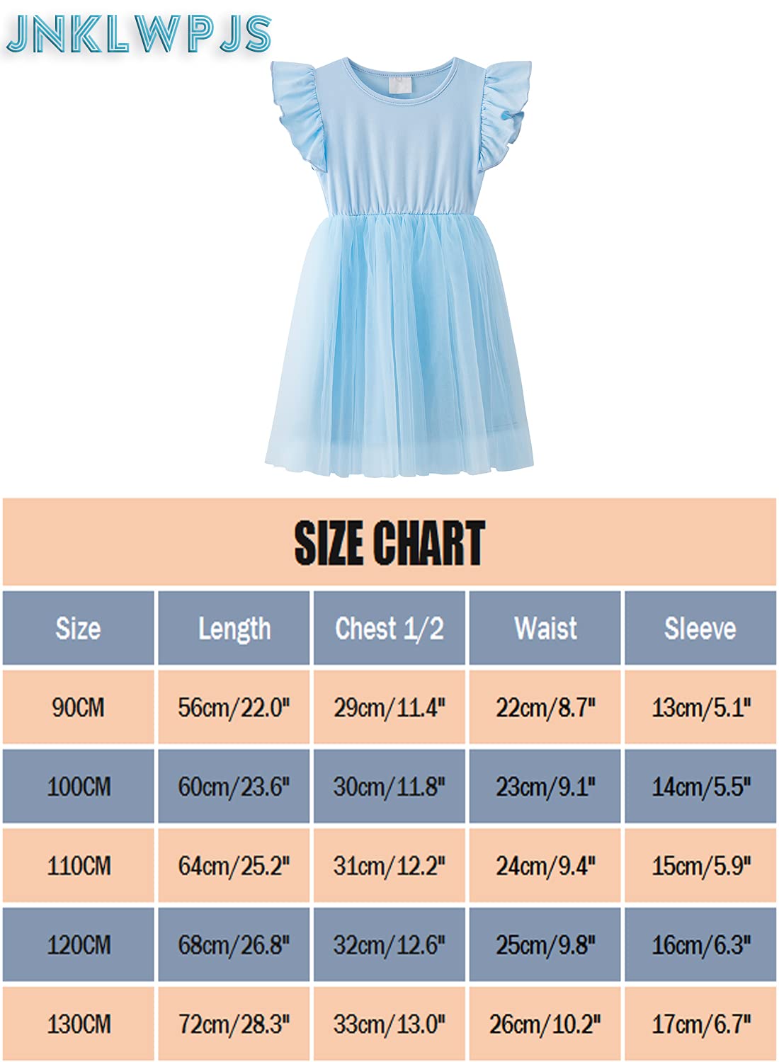 JNKLWPJS Girls Tutu Dress Toddler Ruffle Sleeve Princess Party Tulle Sundress Black 100CM