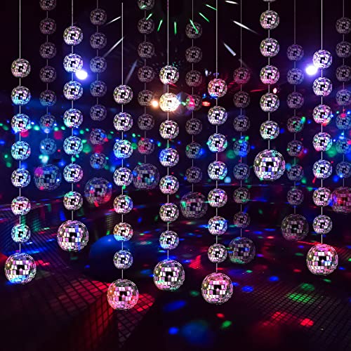 8 Packs Mini Disco Ball Ornaments Reflective Mirror Decor Silver Hanging Decorations for Tree Wedding Dance Music Festival Birthday Party Home Supplies (1 Inch, 2 Inch)