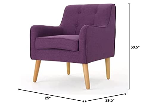 Christopher Knight Home Felicity Mid-Century Fabric Arm Chair, Purple