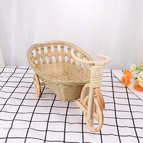 Cabilock Woven Fruit Basket Bamboo Bread Basket Container Bowl Candy Basket Serving Basket Flower Basket Appetizer Tray Storage Basket Tricycle Design for Fruit Snack Nuts Chip
