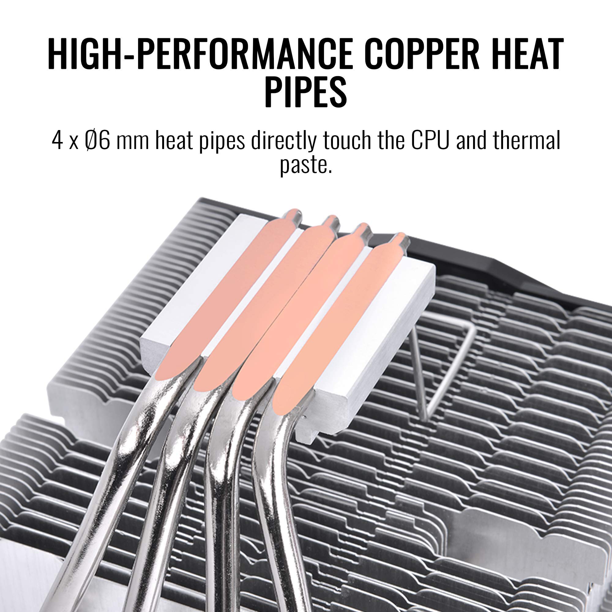 Thermaltake TOUGHAIR 110 140W TDP Top Flow CPU Cooler, Intel/AMD Universal Socket (LGA 1700/1200), 120mm 2000RPM High Static Pressure PWM Fan with High Performance Copper Heat Pipes CL-P073-AL12BL-A