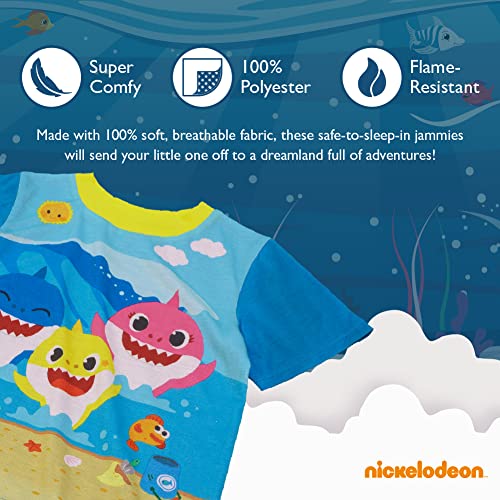Nickelodeon Boys' Paw Patrol | Baby Shark 2-Piece Loose-fit Pajama Set, Soft & Cute for Kids, Splash 2, 3T