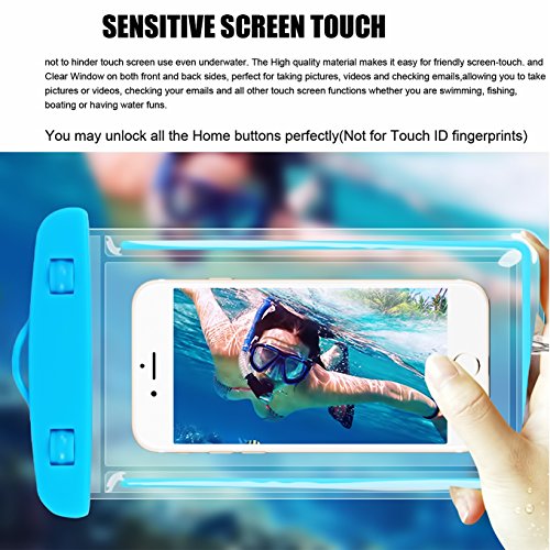 CaseHQ ?[1Pack Blue+1Pack Pink] Universal Waterproof Phone Case Dry Bag for iPhone 7,7plus,8,8plus,6/6s/6plus/6splus Samsung Galaxy s7 s8 s8plus,s6 etc. Snow Proof Pouch for Phone up to 5.8 inches