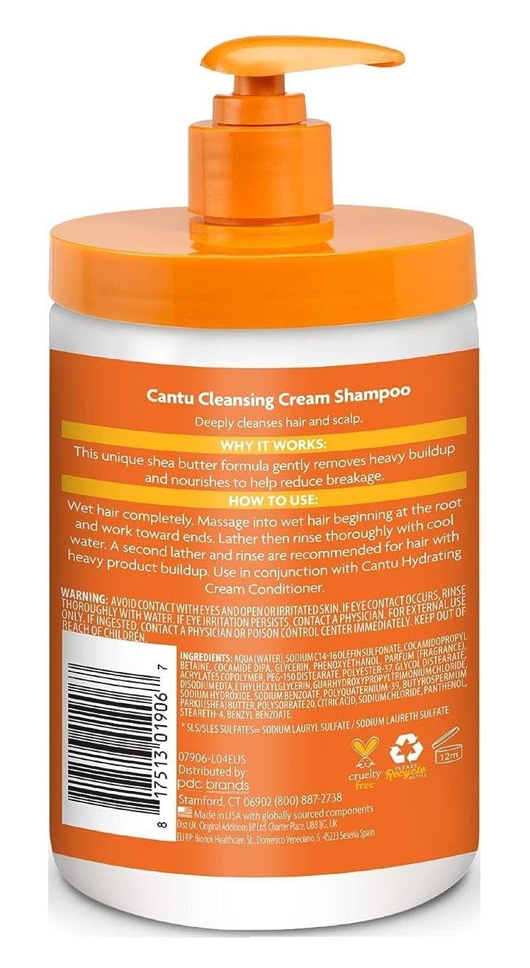 Cantu Natural Hair Shampoo Cleansing Cream 25 Ounce Pump (2 Pack)