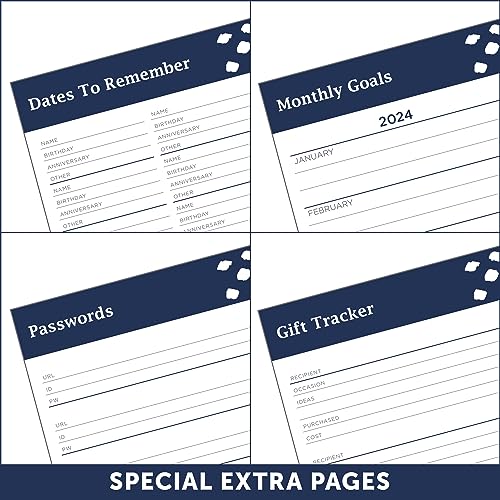 2024 Office Depot® Brand Weekly/Monthly Planner, 8-1/2" x 11", Blue Floral, January to December 2024