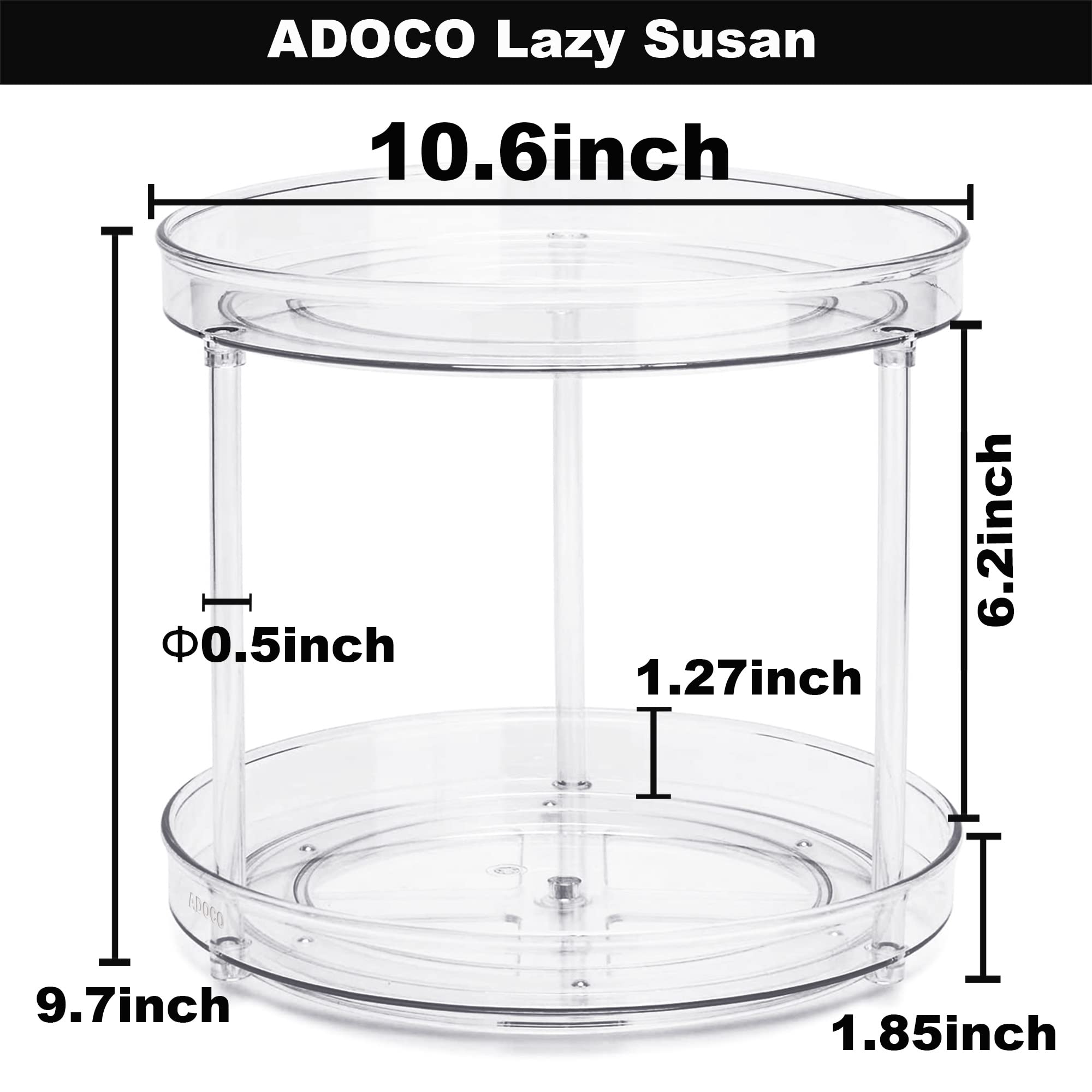 2 Tier Lazy Susan Organizer, Set of 2, 9.25inch and 10.6inch