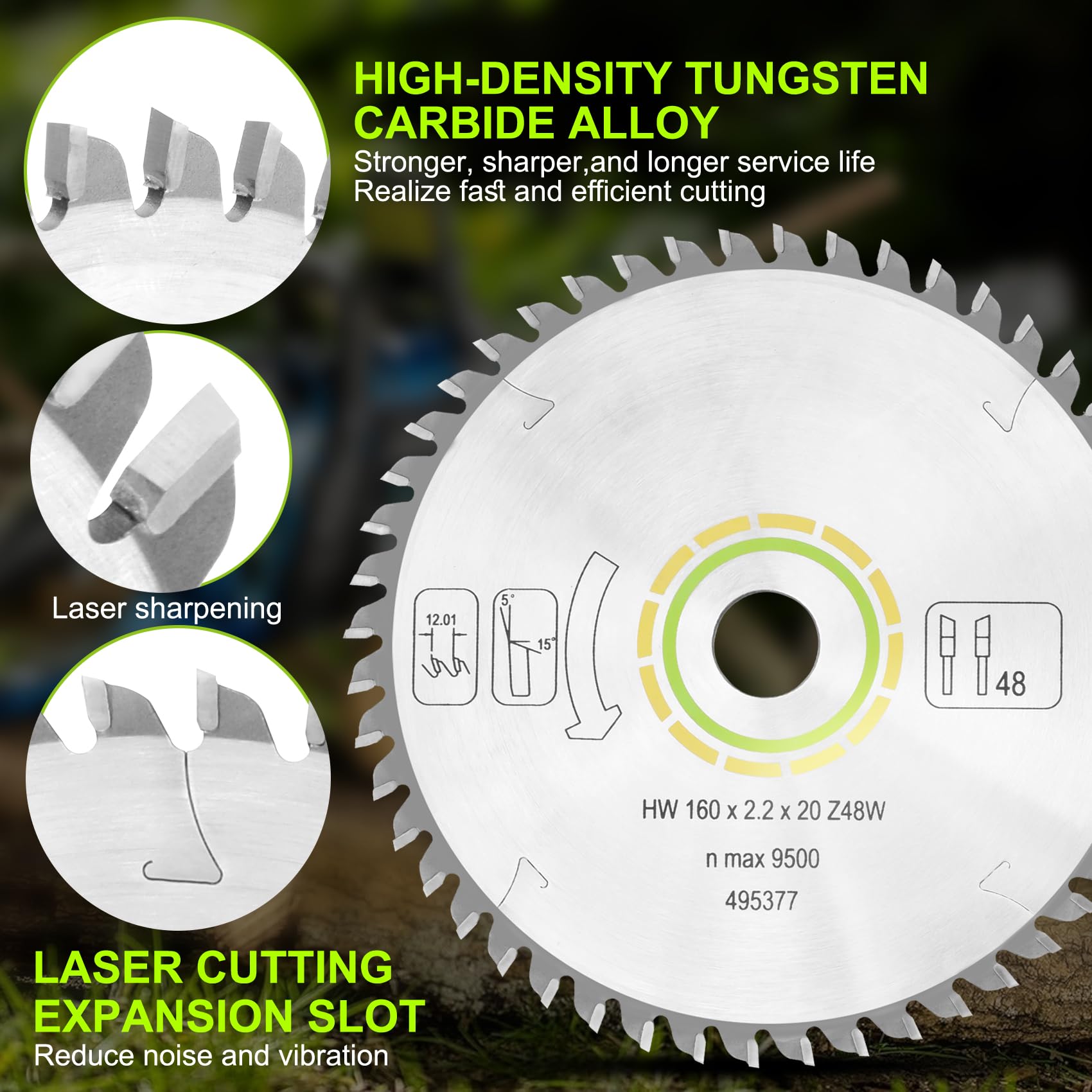 495377 491952 for festool Track Saw Blade 160mm(6 1/4"), 2.2mm, 20mm, 48T, ATB Fit for festool TS 55, TSC 55, TS 60, ATF 55 E, HK 55, HKC 55 Track Saw Plunge Cut Saws 2-Year Warranty