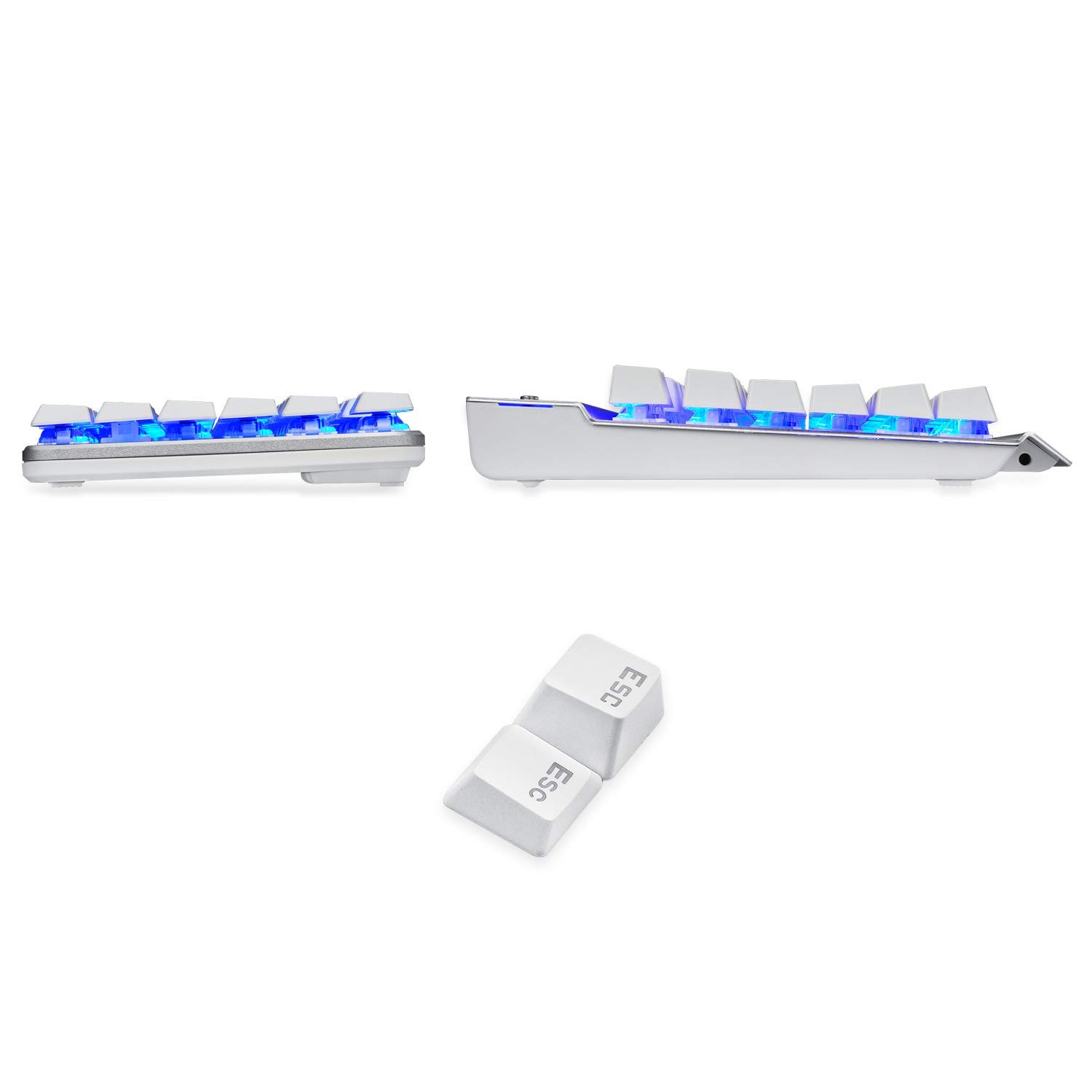 EagleTec KG061-BR BLUE LED Backlit Mechanical Gaming Keyboard Low Profile Mechanical Gamers Keyboard 87 Key Mechanical Computer USB Gaming Keyboard for PC (WHITE VERSION)