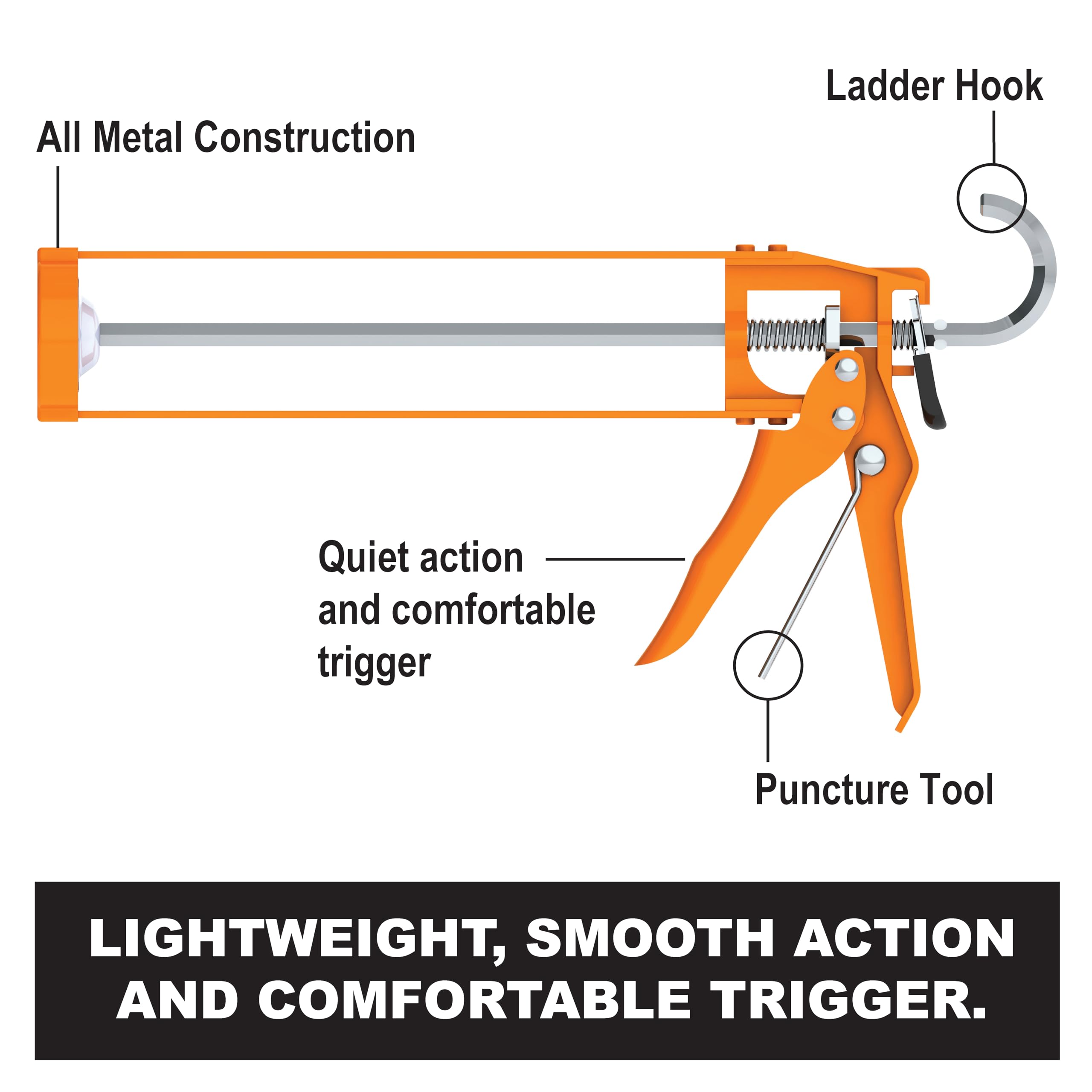 Albion Engineering Company B1 B-Line Manual Skeleton Cartridge Caulking Gun, No Drip, 1/10 Gallon (10oz), 7:1 Drive