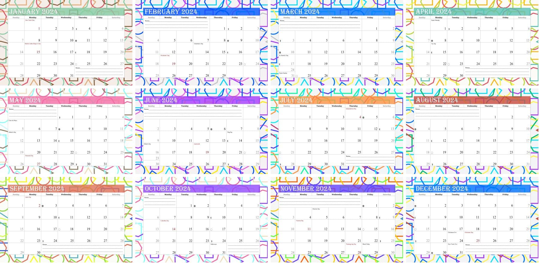 2024 Photo Frame Wall Spiral-bound Calendar (Add Your Own Photos) - 12 Months Desktop/Wall Calendar/Planner - (Edition #011)