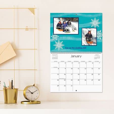 2024 Photo Fun Scrapbook Wall Calendar, 12-Inch x 9-Inch Size Closed, 18-Inch Size Open, Large Bookstore-Quality, DIY Spiral-Bound Hanging Monthly Wall Calendars for Kitchen & Office, by Current