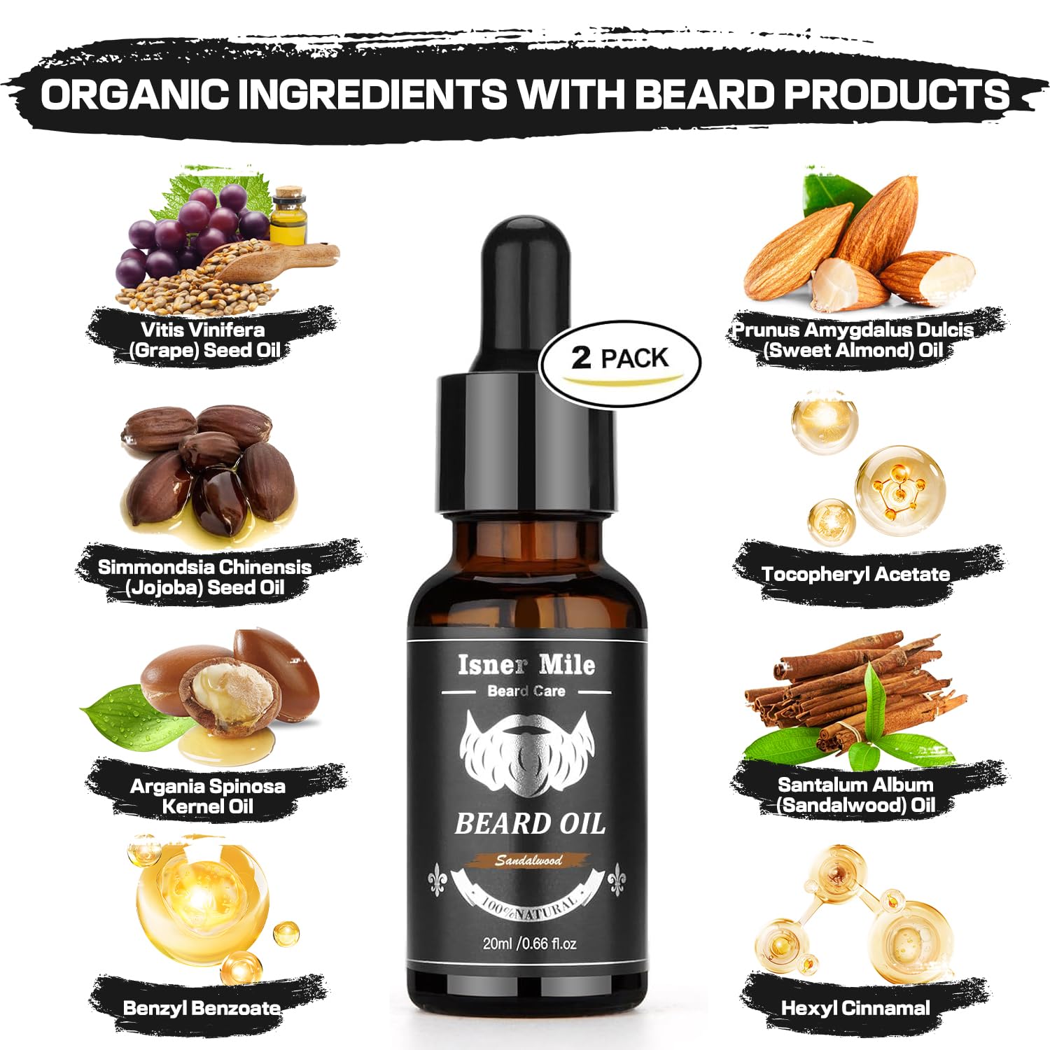 Beard Kit for Men Grooming & Care with 2 Pack Beard Oils, Balm, Wash & Conditioner for After Shave Lotions-Sandalwood, Brush, Combs, Scissors, Valentine's Day Christmas Fathers Gifts for Dad Men Him