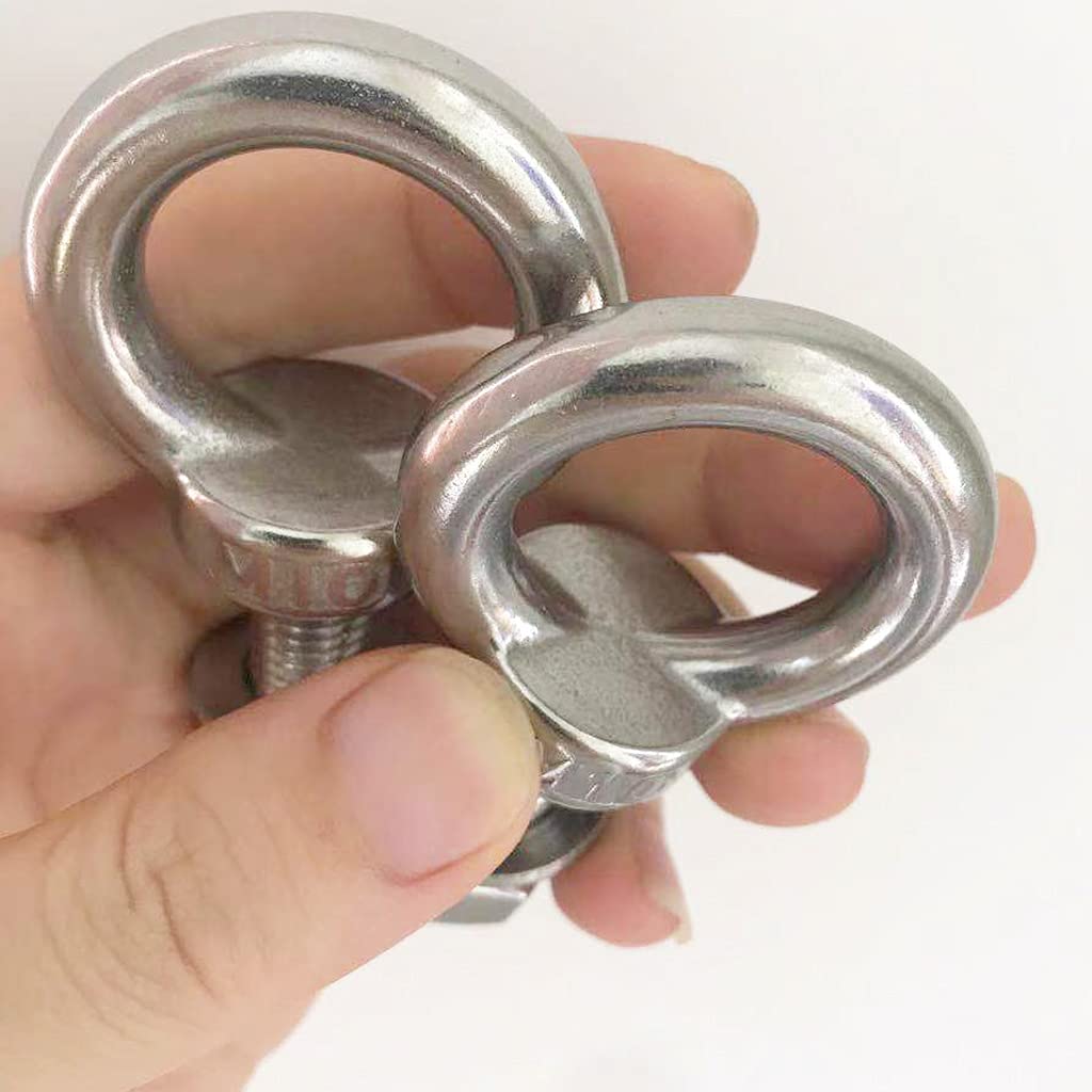 AIVOOF Stainless Steel Eye Bolts, 4 Pack M10 Shoulder Eye Bolt 1.2" Heavy Duty EyeBolts Screws in Eye Hooks with Washer and Nuts for Lifting Ring Eyebolt Thread Length 30mm